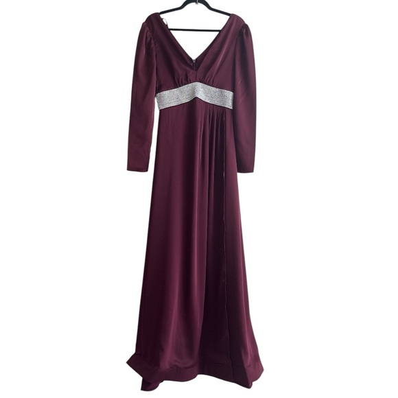 unbranded | Dresses | Unbranded Elegant Burgundy V Neck Long Sleeve ...